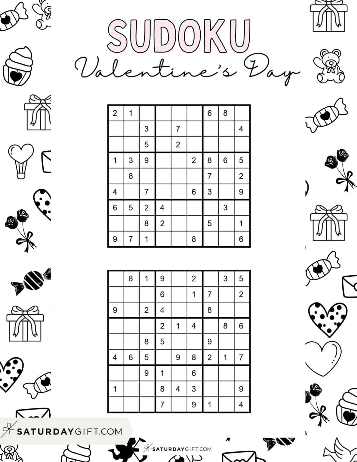 Valentine's Day Sudoku Puzzles - Cute & Free Printables | SaturdayGift