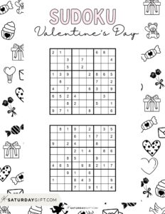 Valentine's Day Sudoku Puzzles - Cute & Free Printables | SaturdayGift
