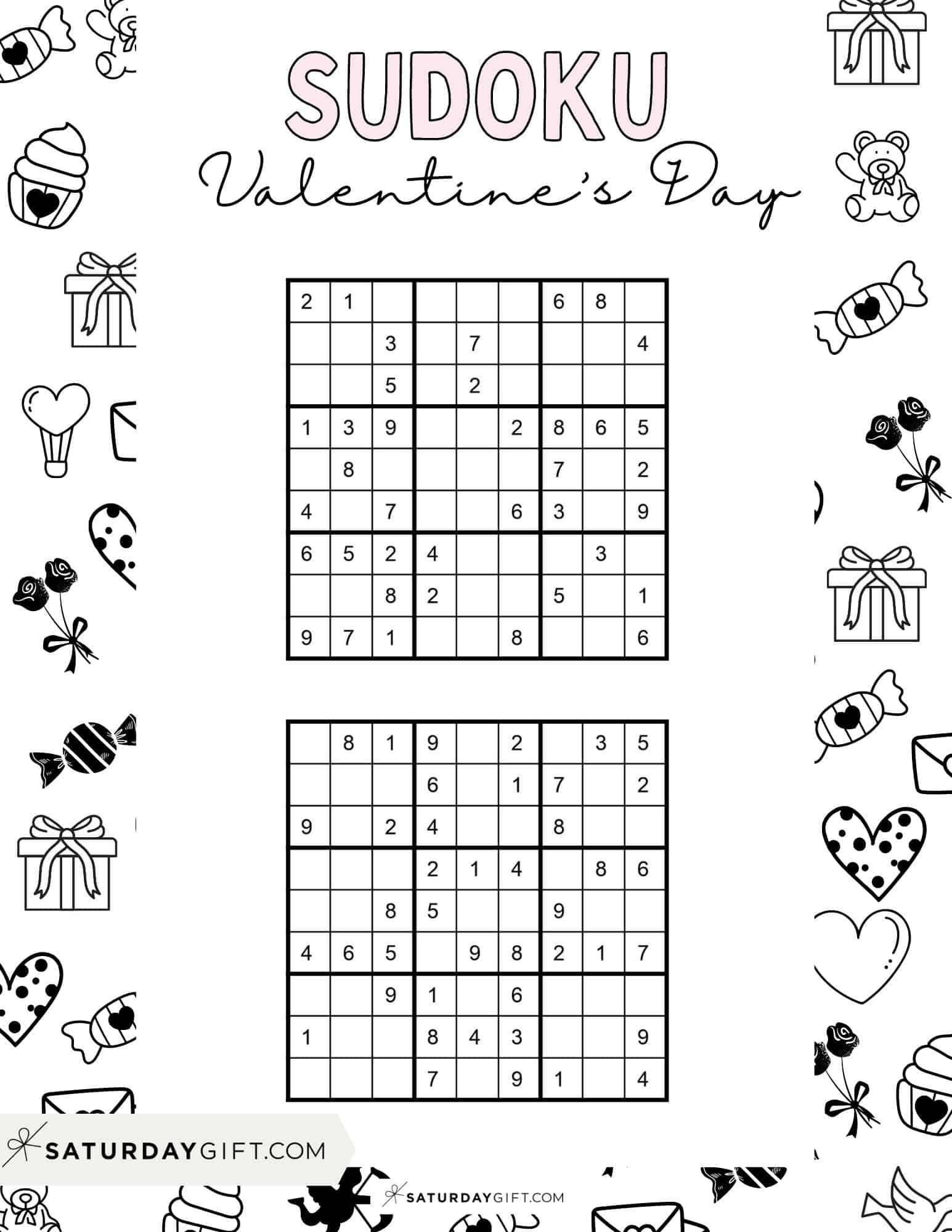 Valentine's Day Sudoku Puzzles - Cute & Free Printables | SaturdayGift