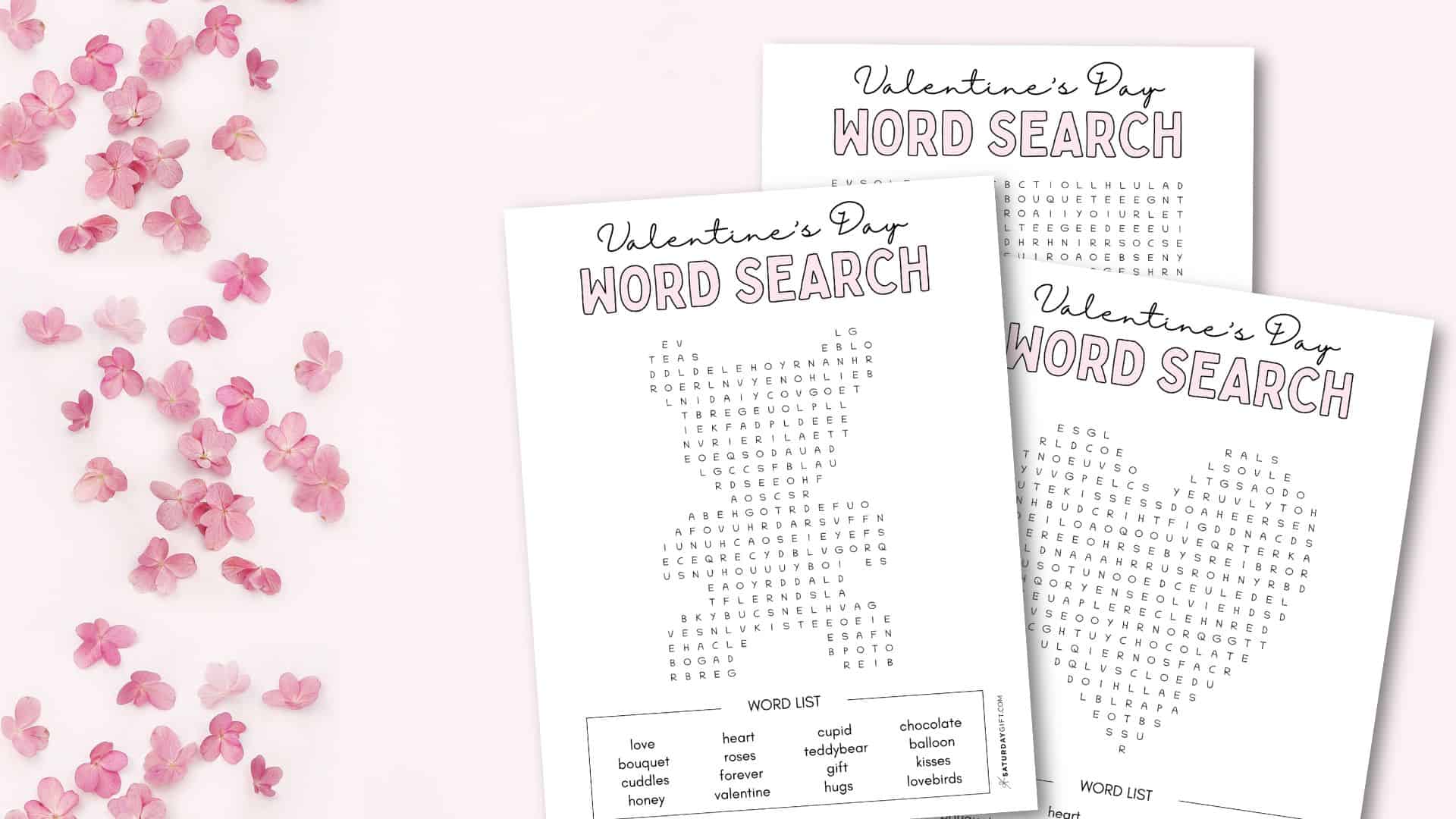 Valentine's Day Word Search - Cute & Free Printables | SaturdayGift