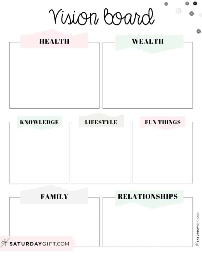 Vision Board Template - 27 Cute (&Free) Dream Board Printables