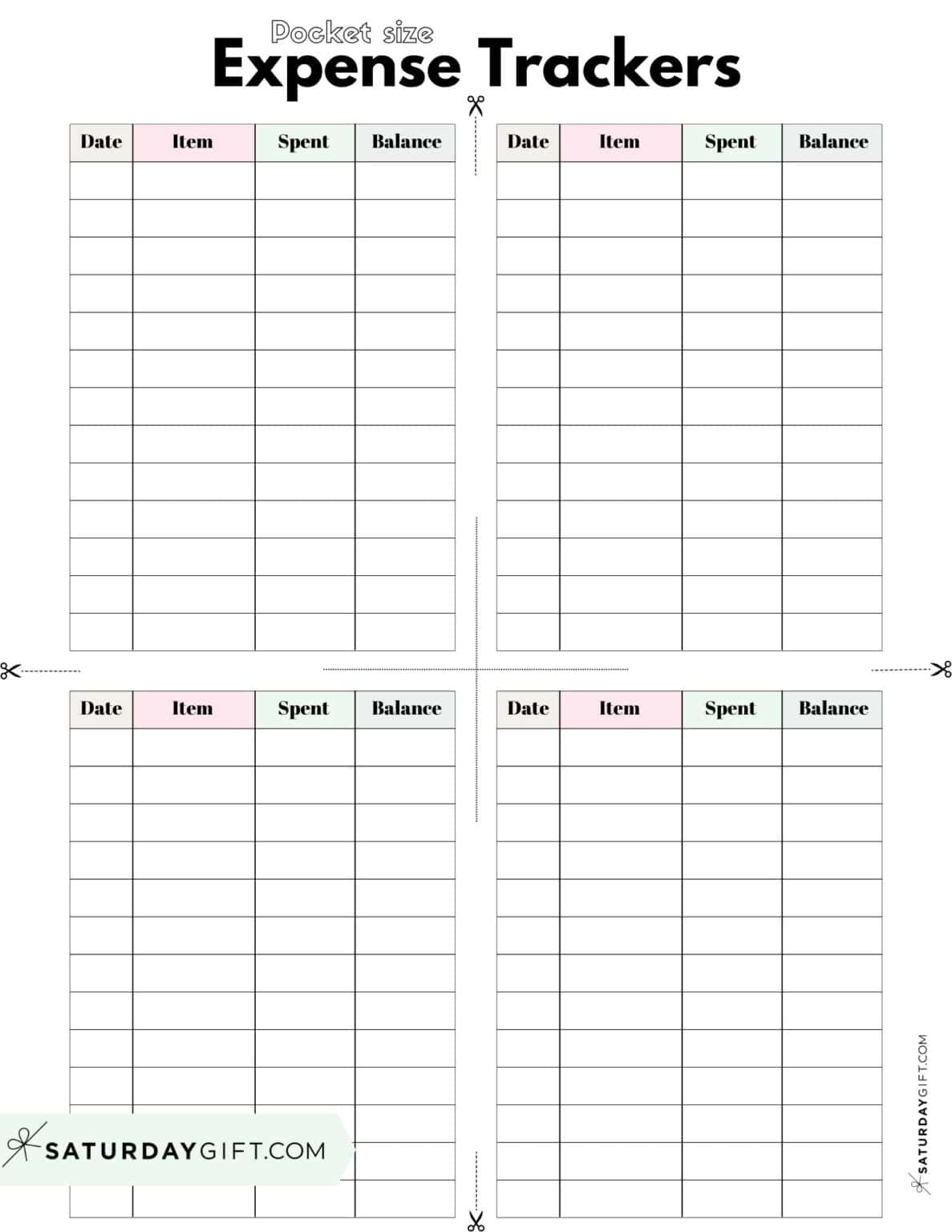 Expense Tracker Printable - 26 cute & Free Spending Logs