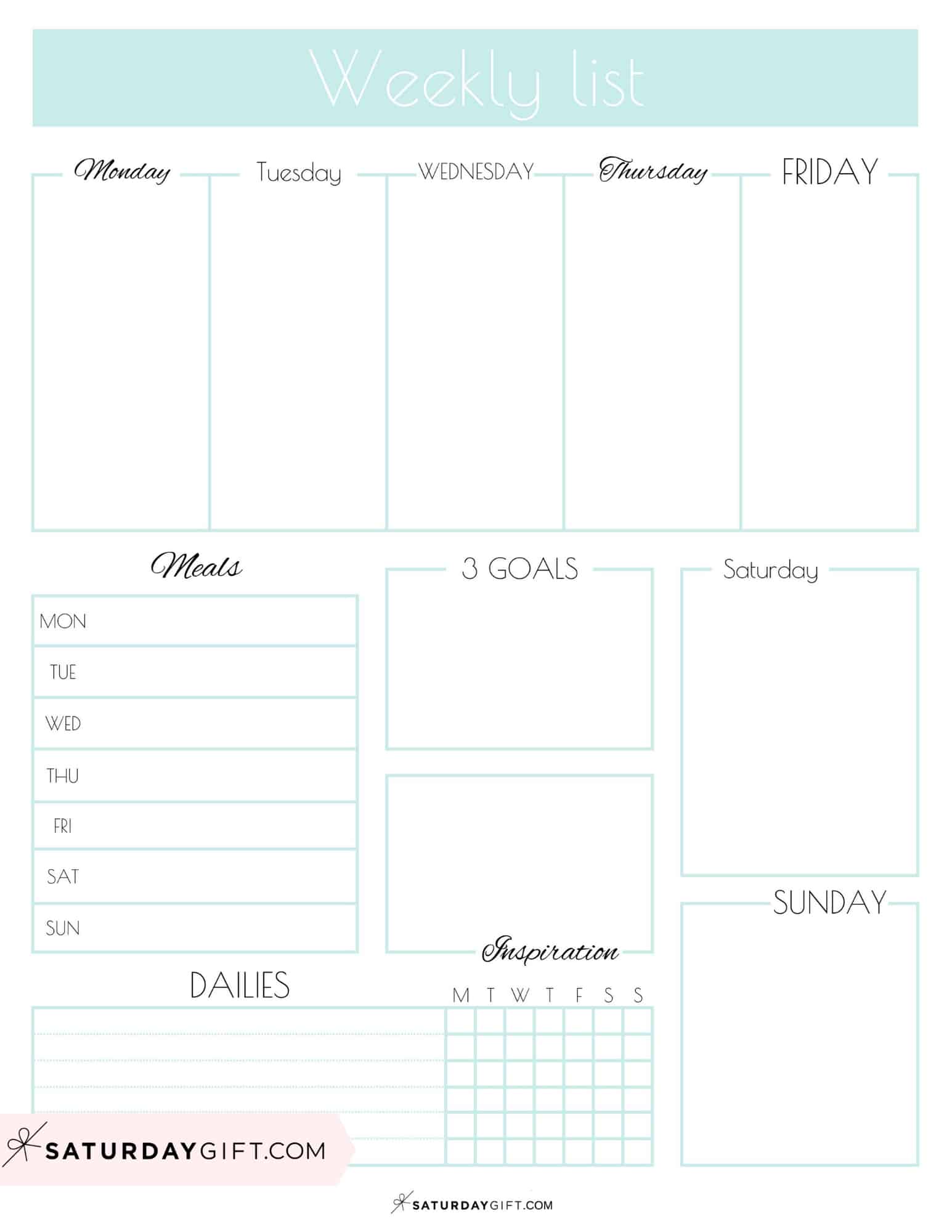 SaturdayGift Calendars & Printables Library
