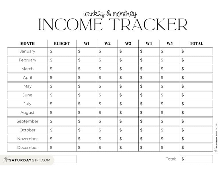 Income Tracker Printable - 19 Cute & Free Printable Templates