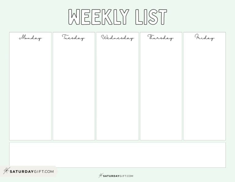 Weekly planner printable - 39 cute free weekly calendar templates ...