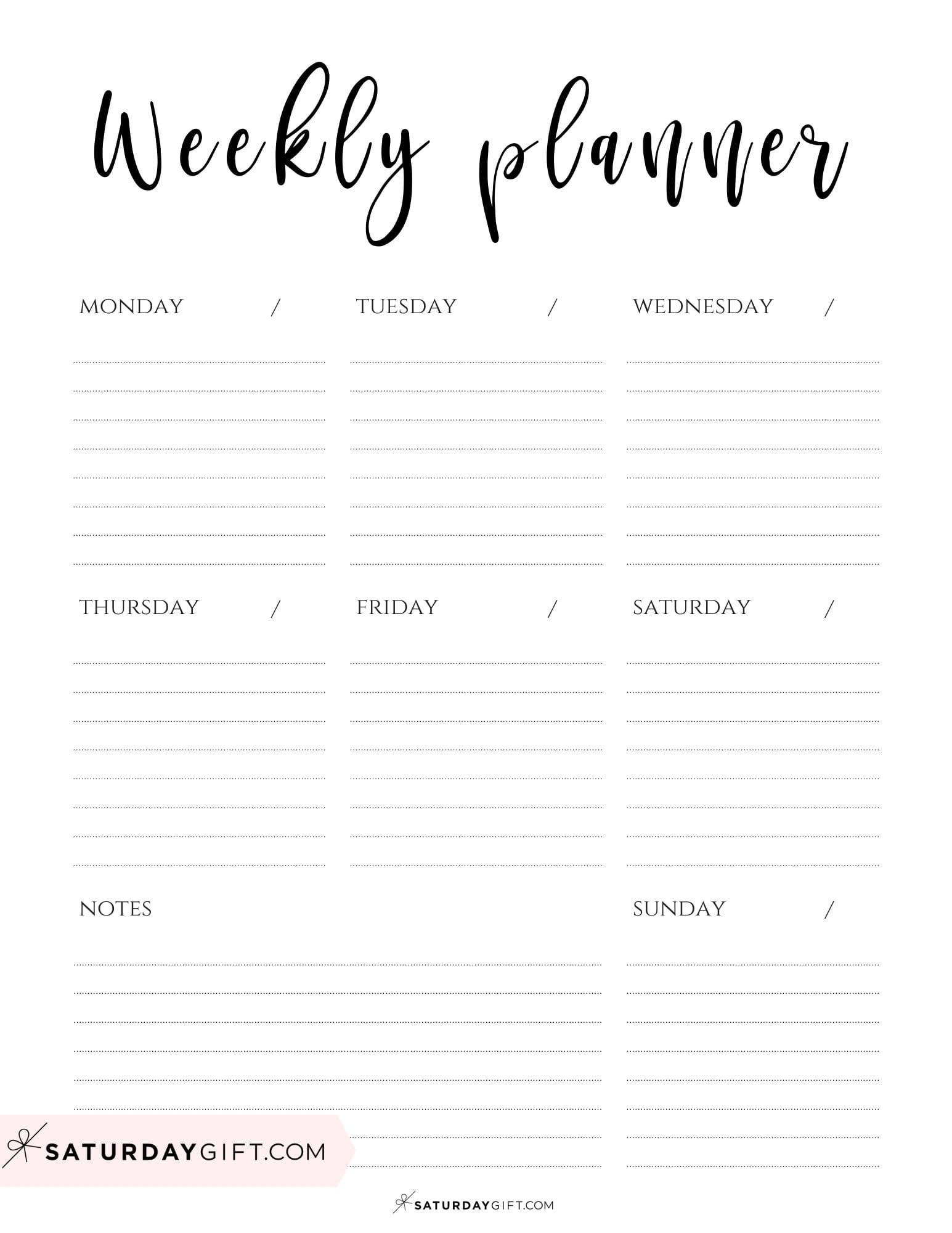 Weekly planner printable - 39 cute free weekly calendar templates ...