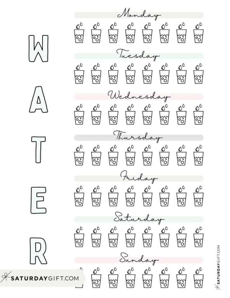 Cute Water Tracker Printable - Keep Track of Your Daily Water Intake
