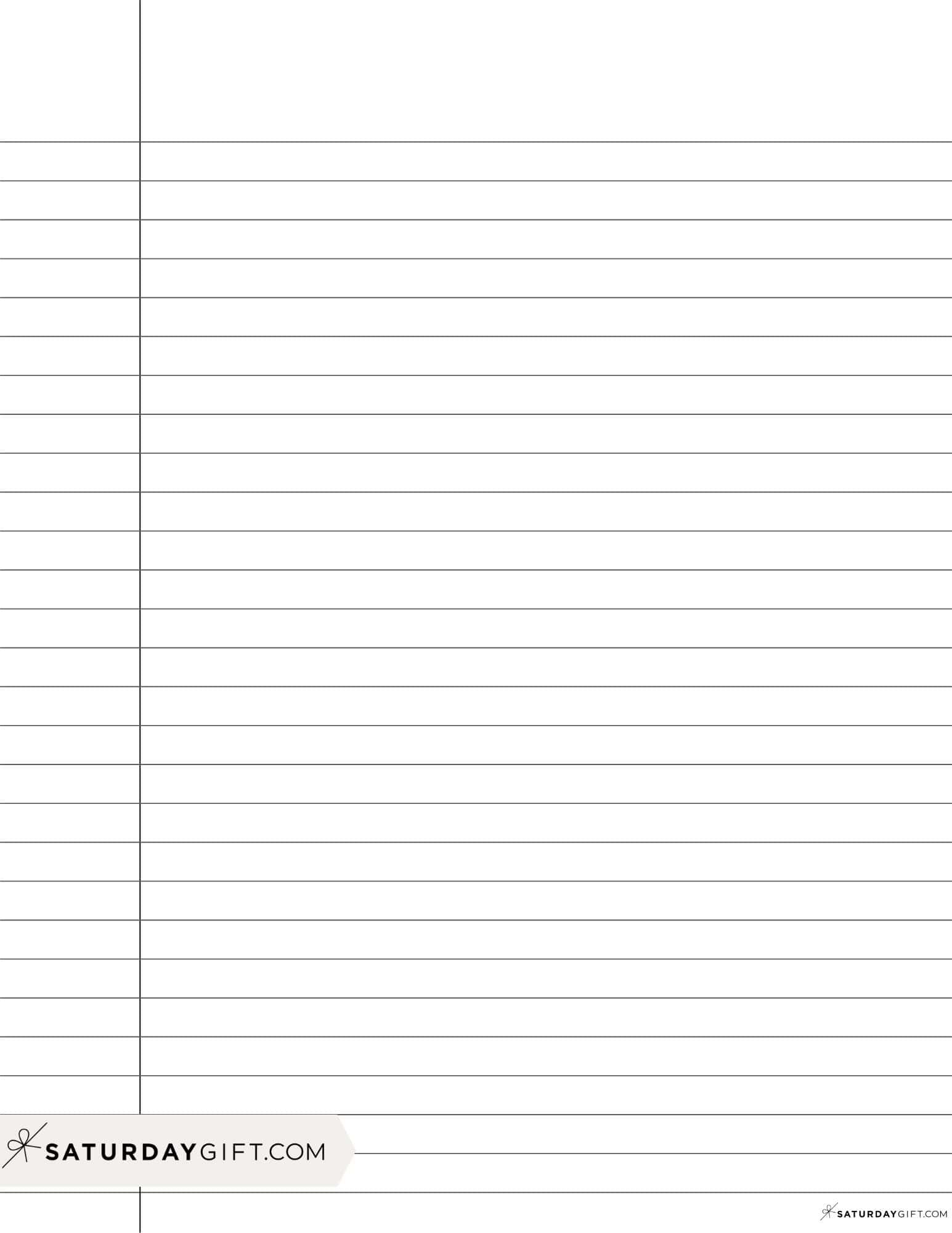 Lined Paper Printable Templates - 38 Free Printables | SaturdayGift