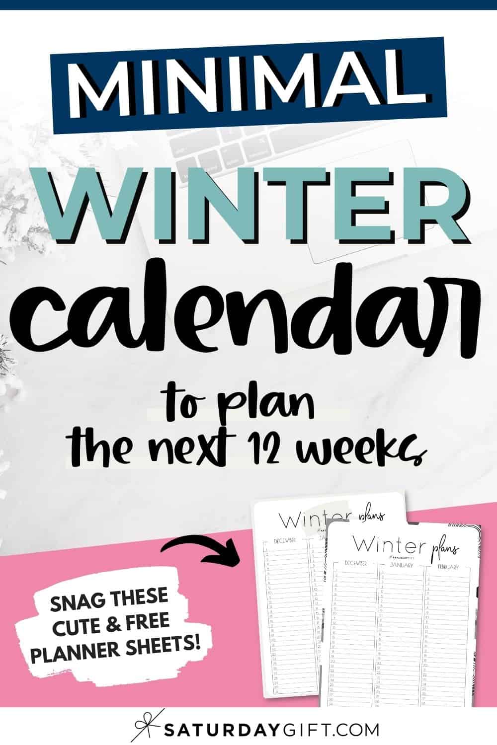 Minimal Winter Planner Sheet For December, January & February