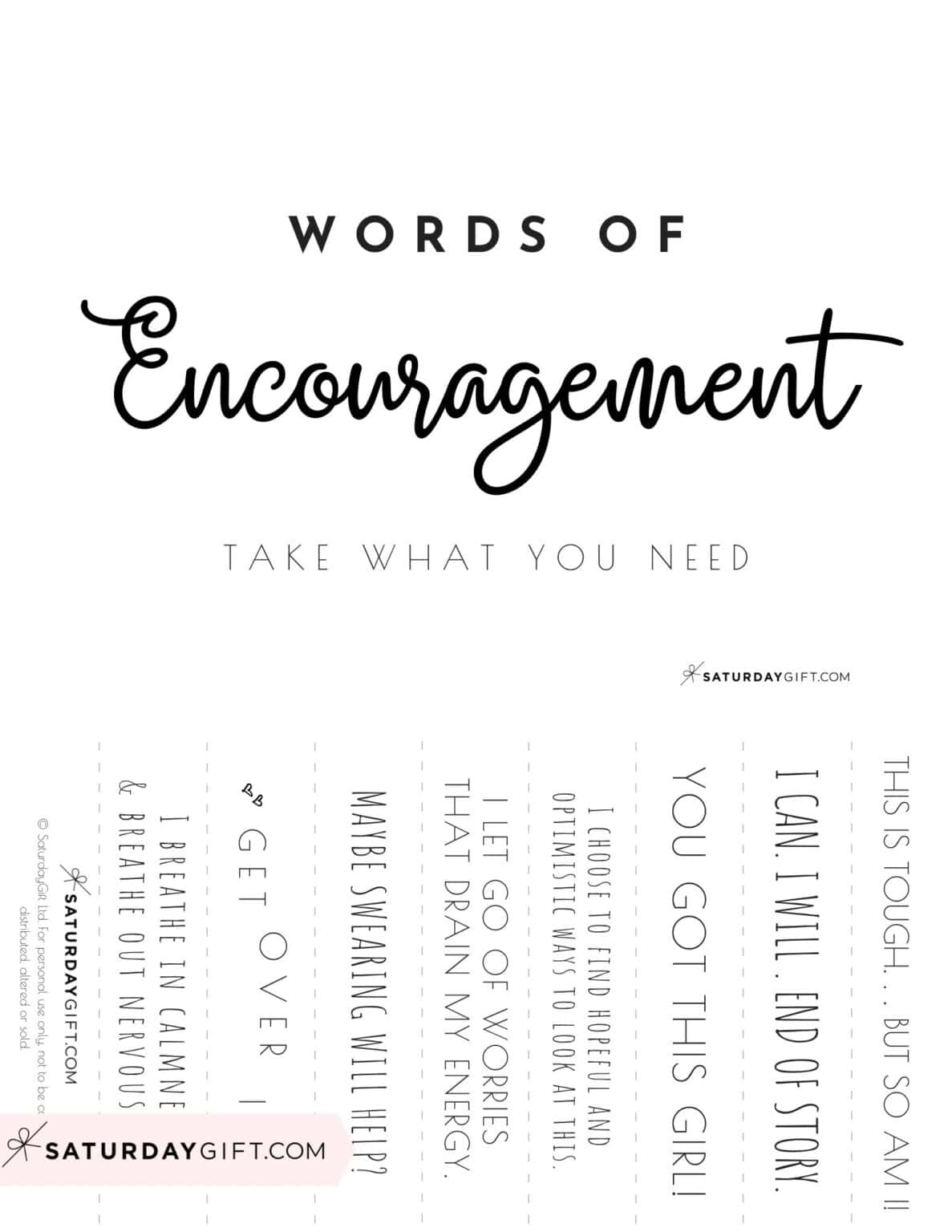 Words of Encouragement + Fun Free Printable | SaturdayGift