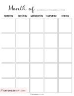 Blank Calendar templates - 29 Cute & Free Printables | SaturdayGift