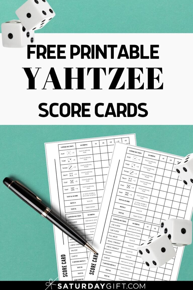 Yahtzee Score Card - Printable Yahtzee Score Sheets | SaturdayGift