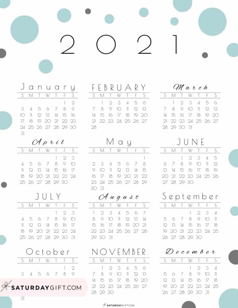 2021 Calendar Printable - Cute & Free 2021 Yearly Calendar Templates