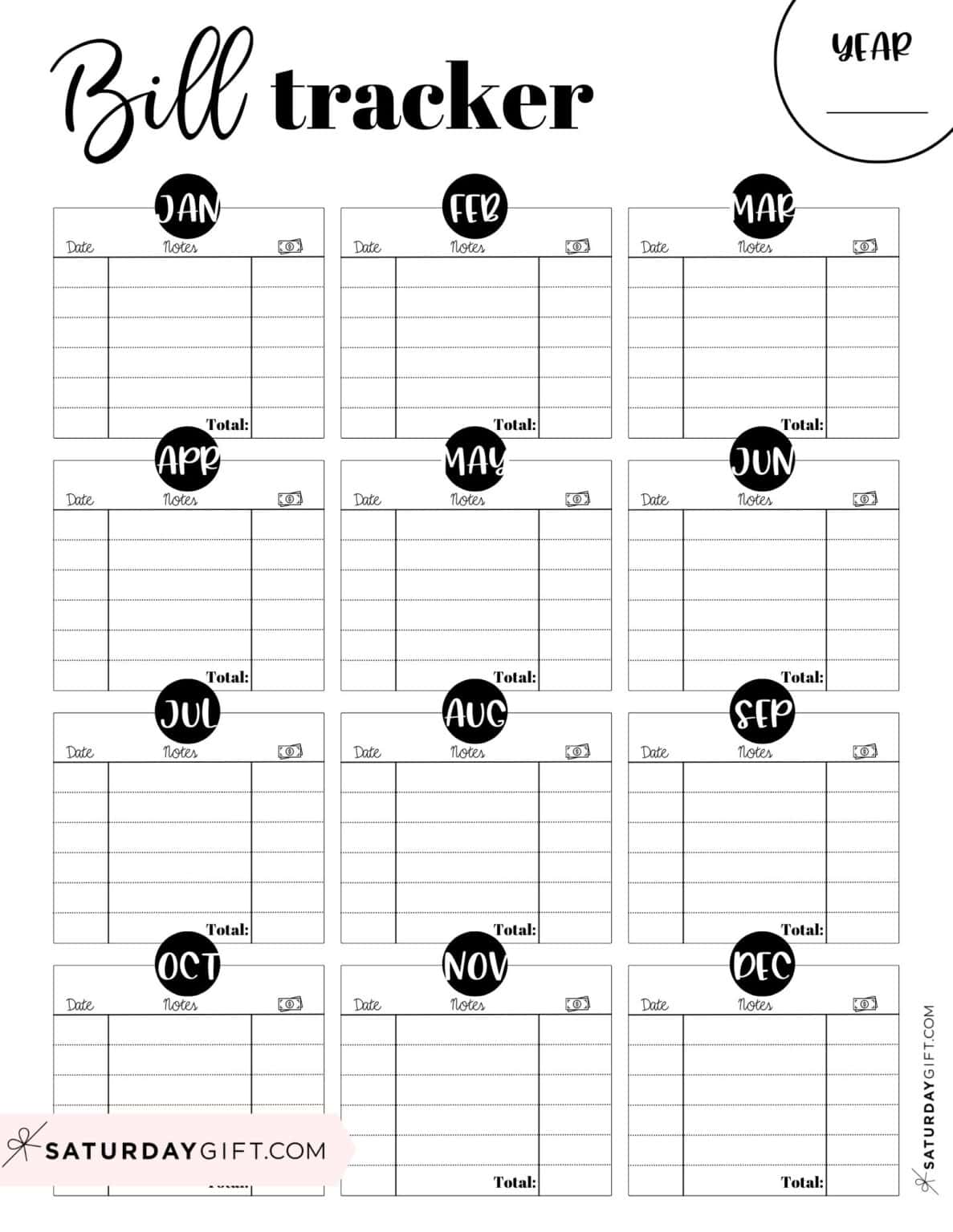 Bill Organizer Template - 39 Cute & Free Printable Bill Trackers